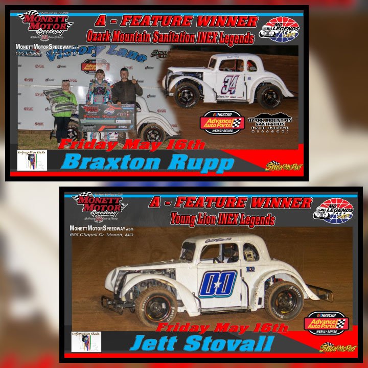Braxton Rupp and Jett Stovall Winners Friday at Monett Motor Speedway ...